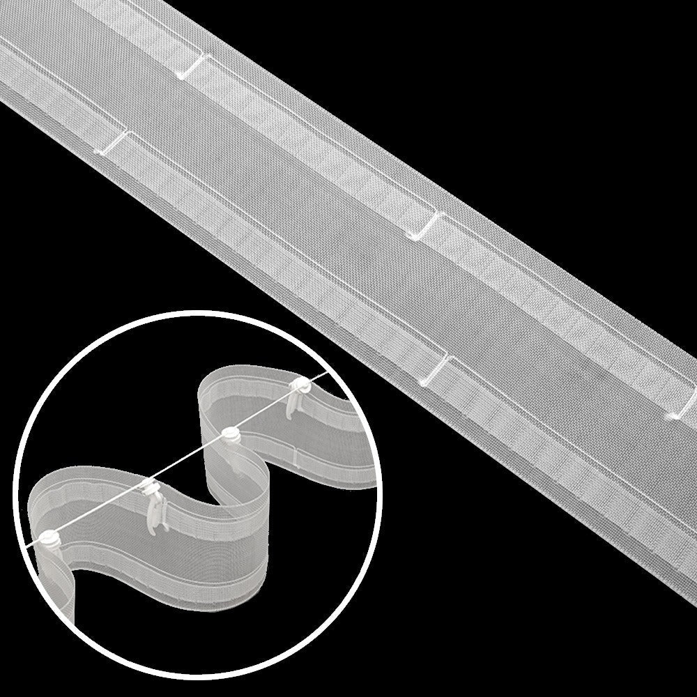 Curtain Wave Tape - S Wave Curtain 75mm Wide Tapes - Translucent - 25m