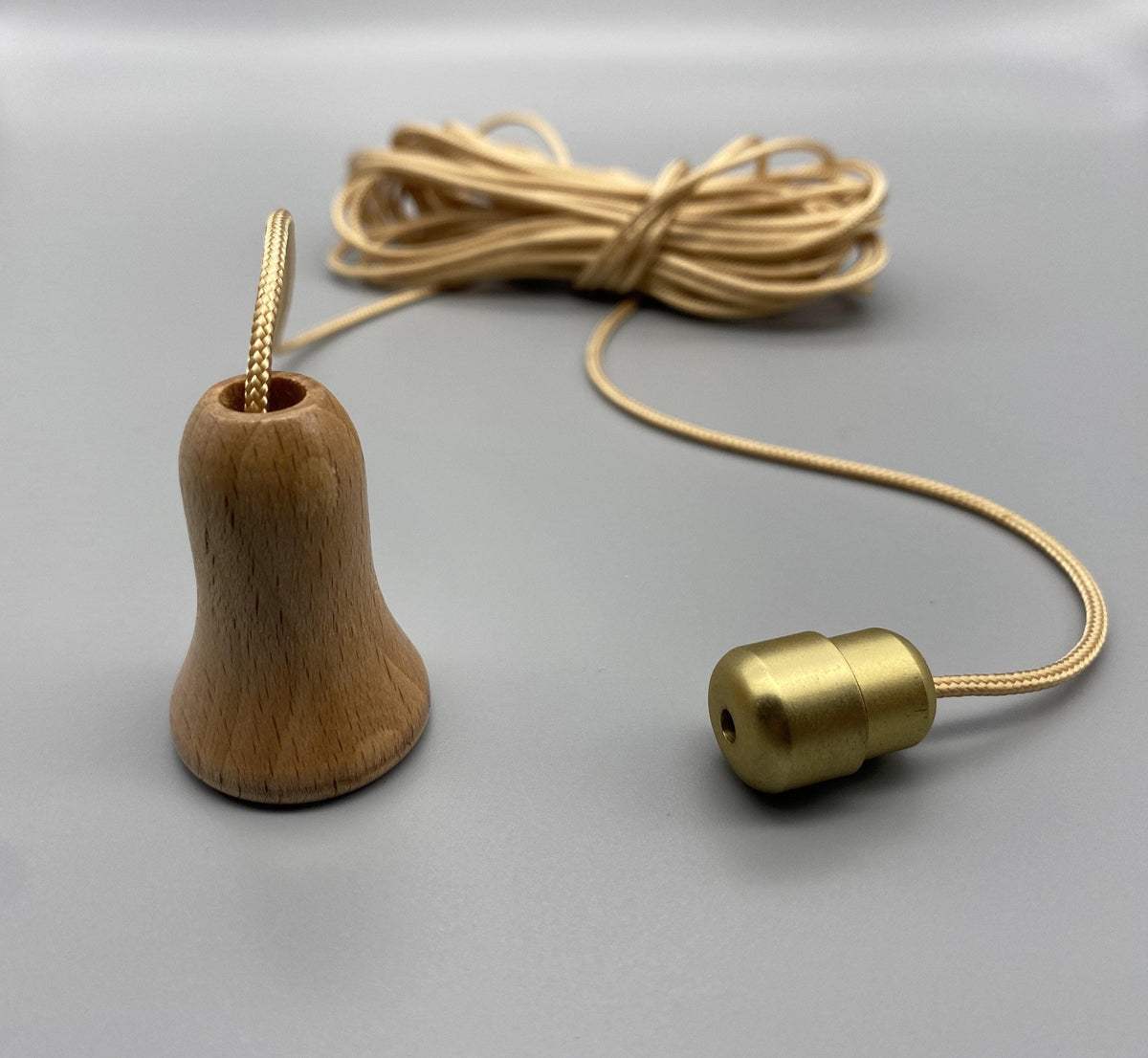 Natural Wood Bell Acorn with 1.5meter Gold Cord & Metal Gold Connector
